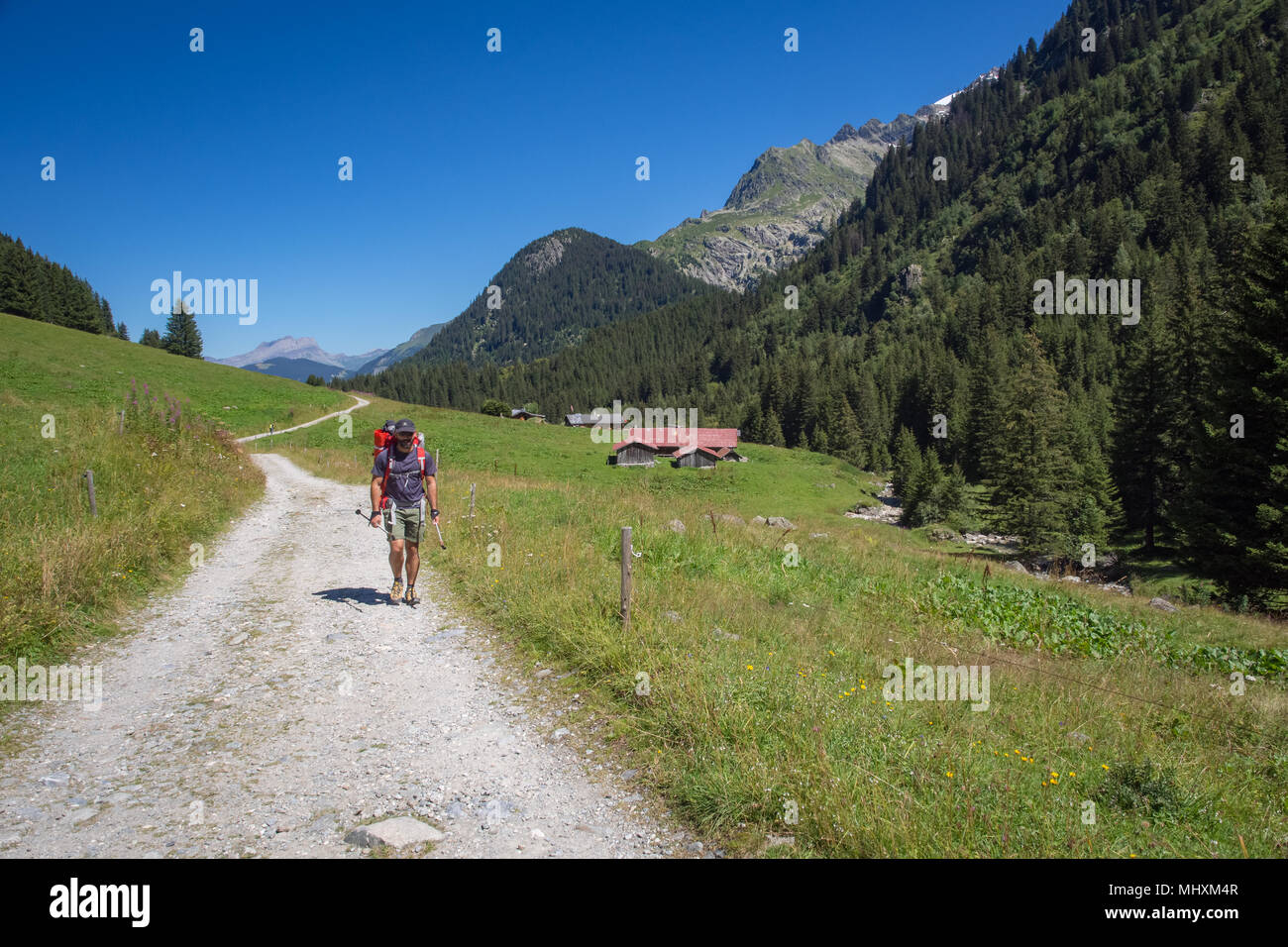 Hiking in Les Contamines on the Tour Du Mont Blanc in the Haute Savoie ...