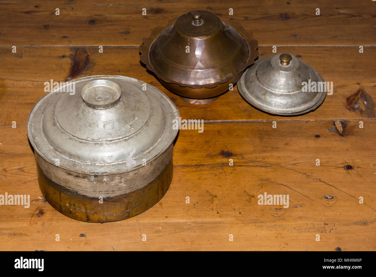 historical turkish kitchen wares.pots and plates Stock Photo - Alamy