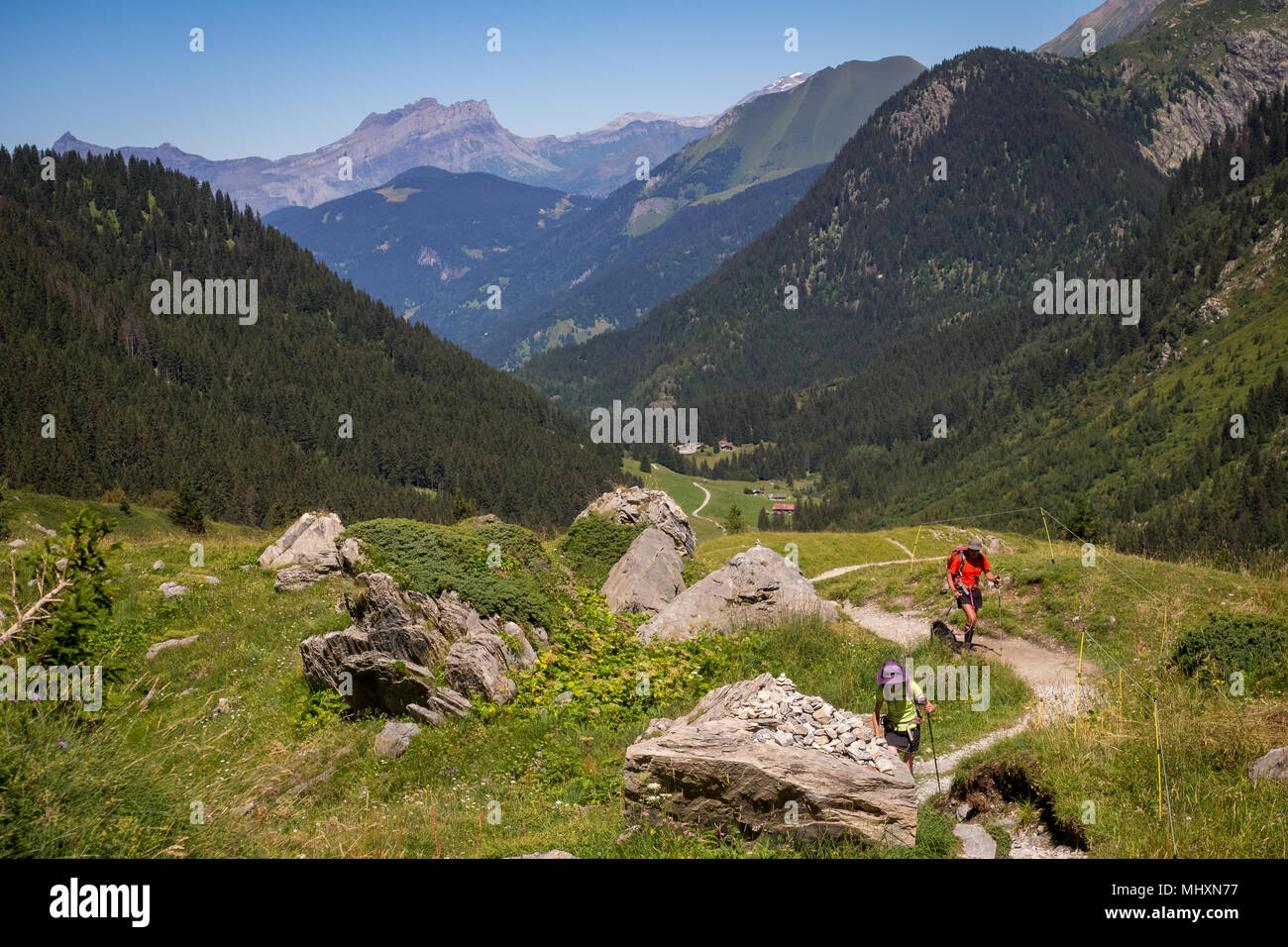 Hiking in Les Contamines on the Tour Du Mont Blanc in the Haute Savoie ...