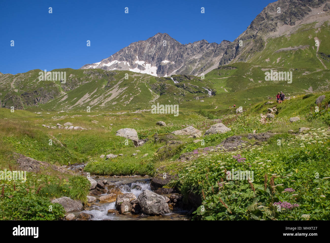 Hiking in Les Contamines on the Tour Du Mont Blanc in the Haute Savoie ...