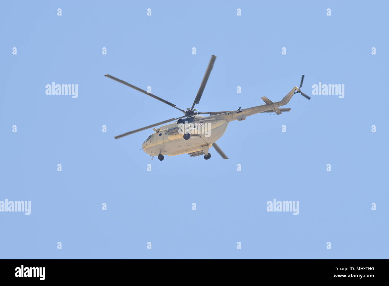 Armed Egyptian army helicopter above the Suez Canal Stock Photo - Alamy