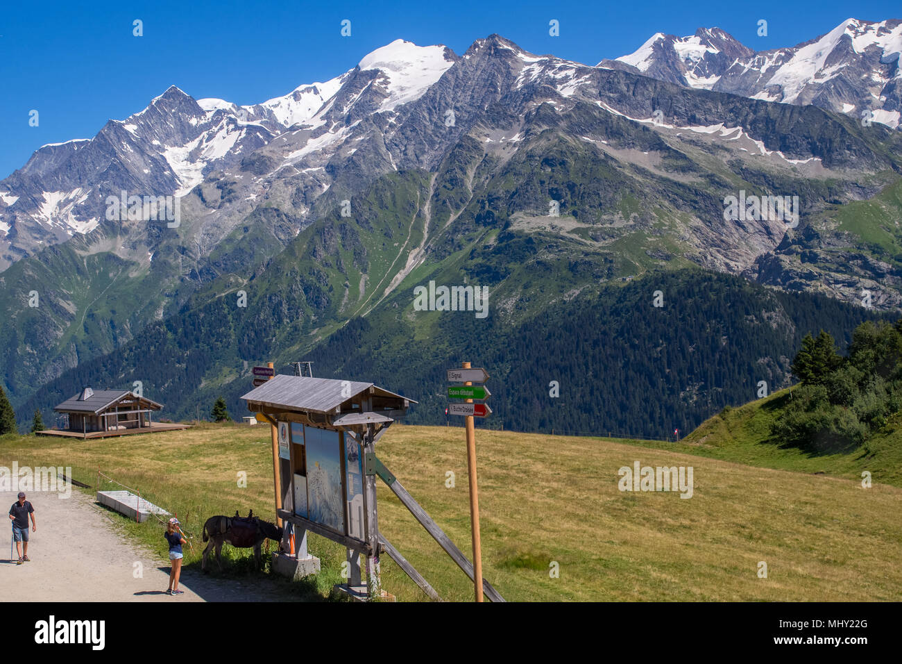 Hiking in Les Contamines on the Tour Du Mont Blanc in the Haute Savoie ...