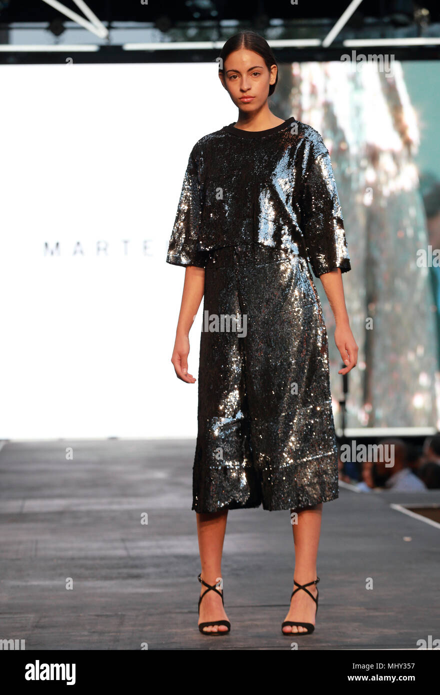 Montreal,Canada. A model posess on the runway at the Martel fashion ...