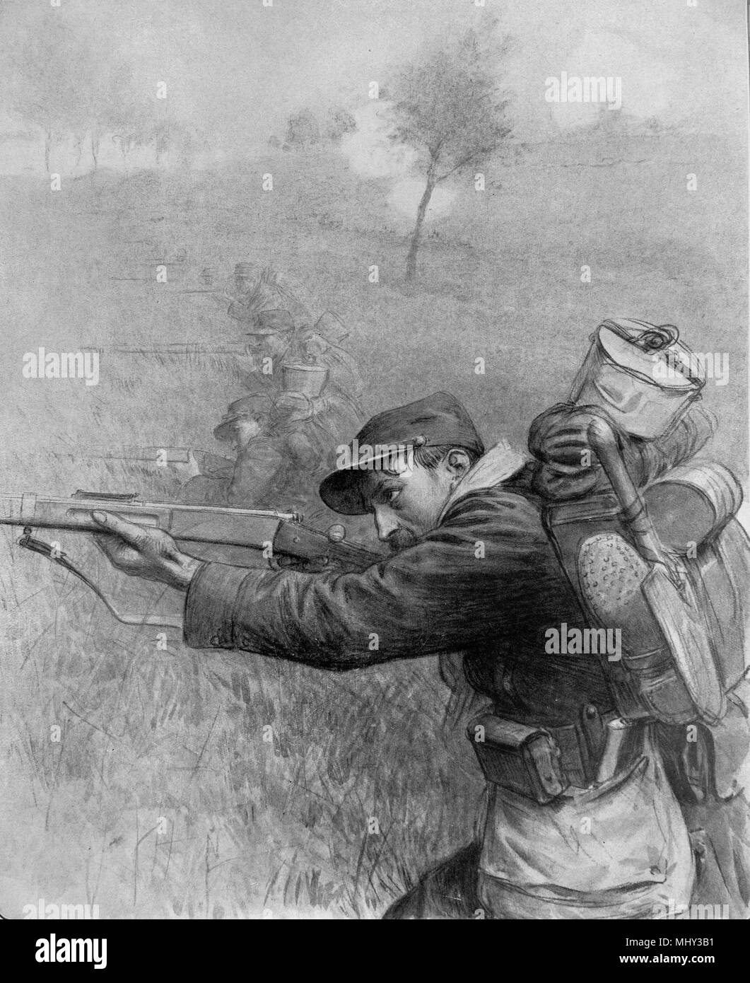 French soldiers with a gun, First World War, France Stock Photo - Alamy