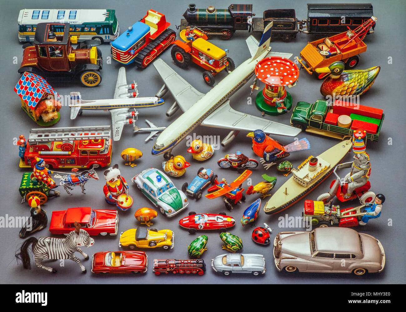 collection of historical metal toys Stock Photo - Alamy