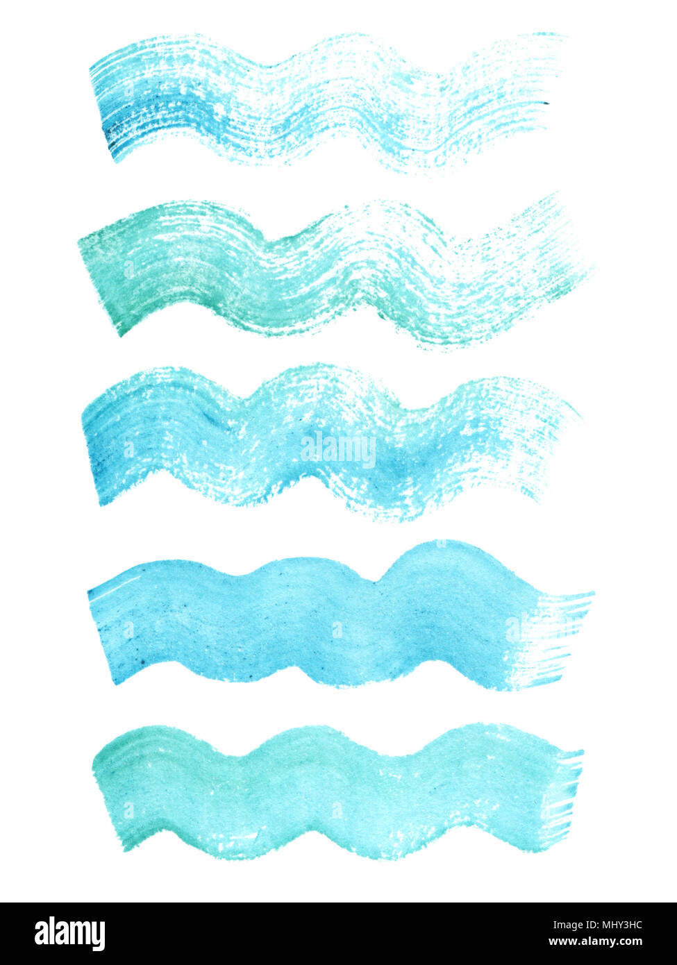 Hand painted blue watercolor grunge wavy brush strokes. Textures for ...