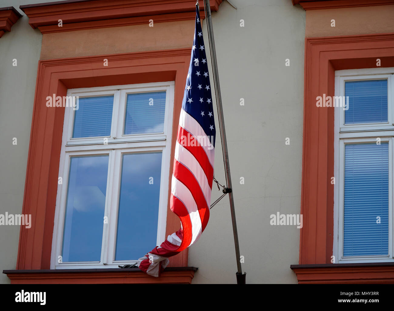 American flag on the building Stock Photo - Alamy
