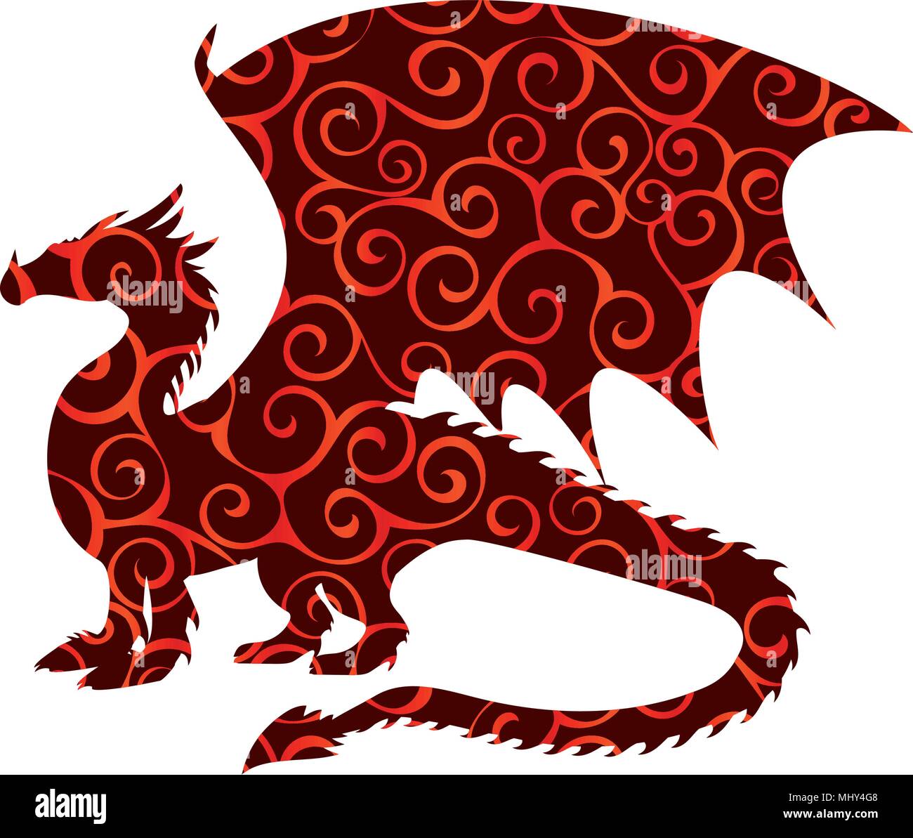 Dragon fantastic pattern silhouette symbol mythology fantasy Stock ...