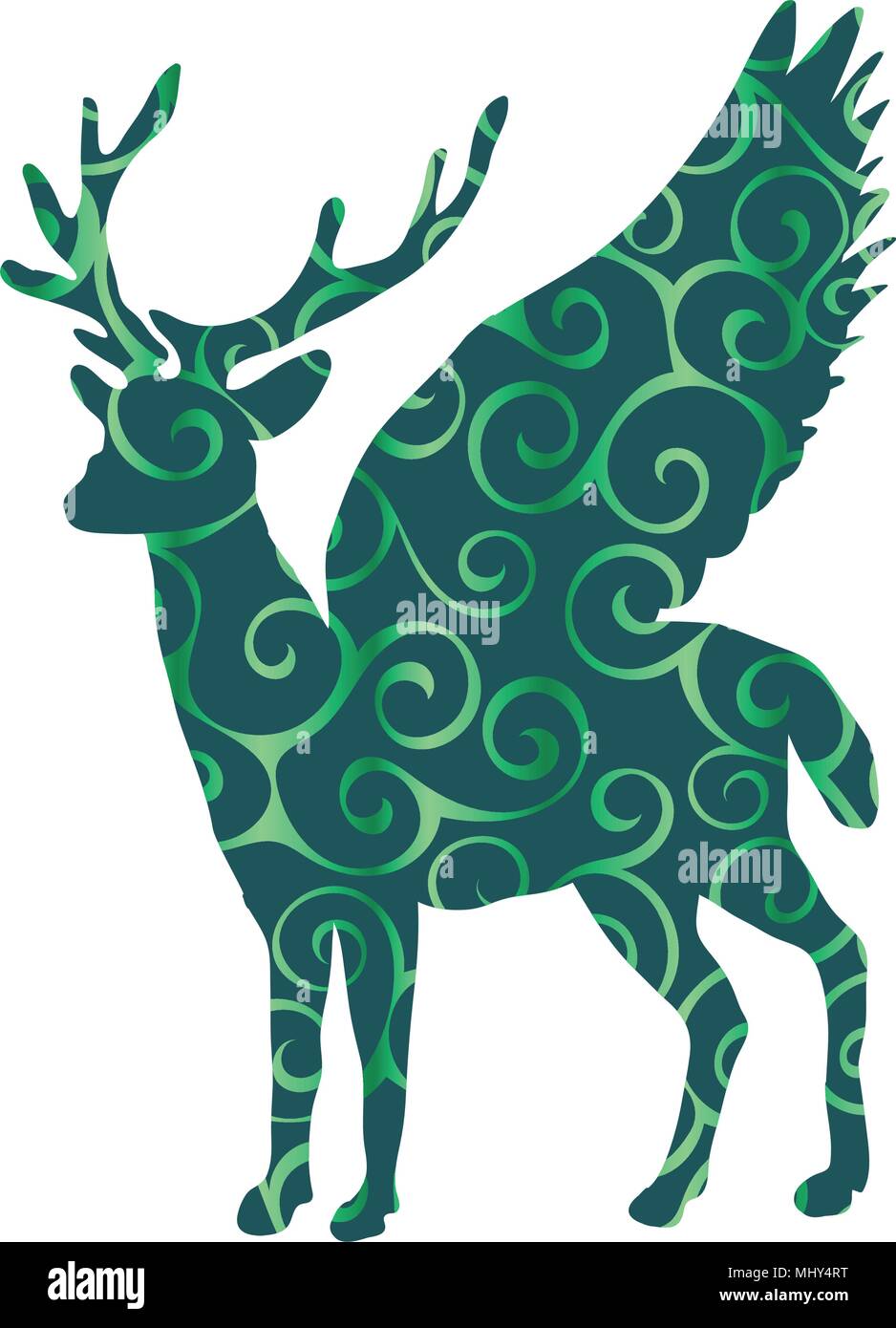 Deer Peryton pattern silhouette ancient mythology fantasy Stock Vector ...