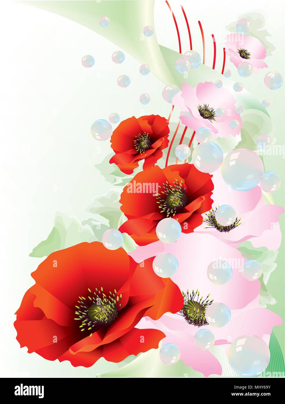 Colorful poppies in a pastel color background Stock Vector Image & Art ...