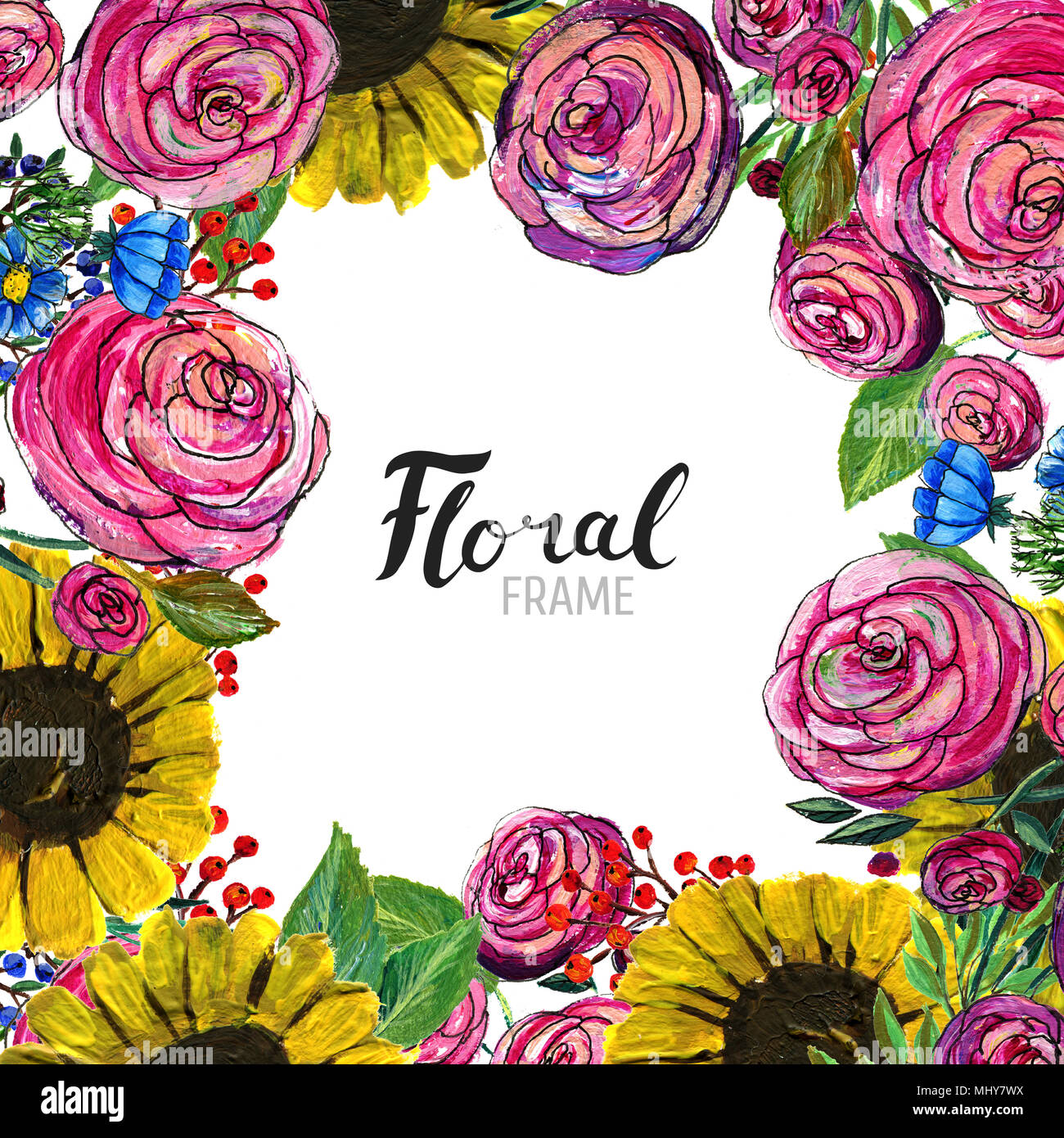 Hand drawn Flower Border Stock Photo - Alamy