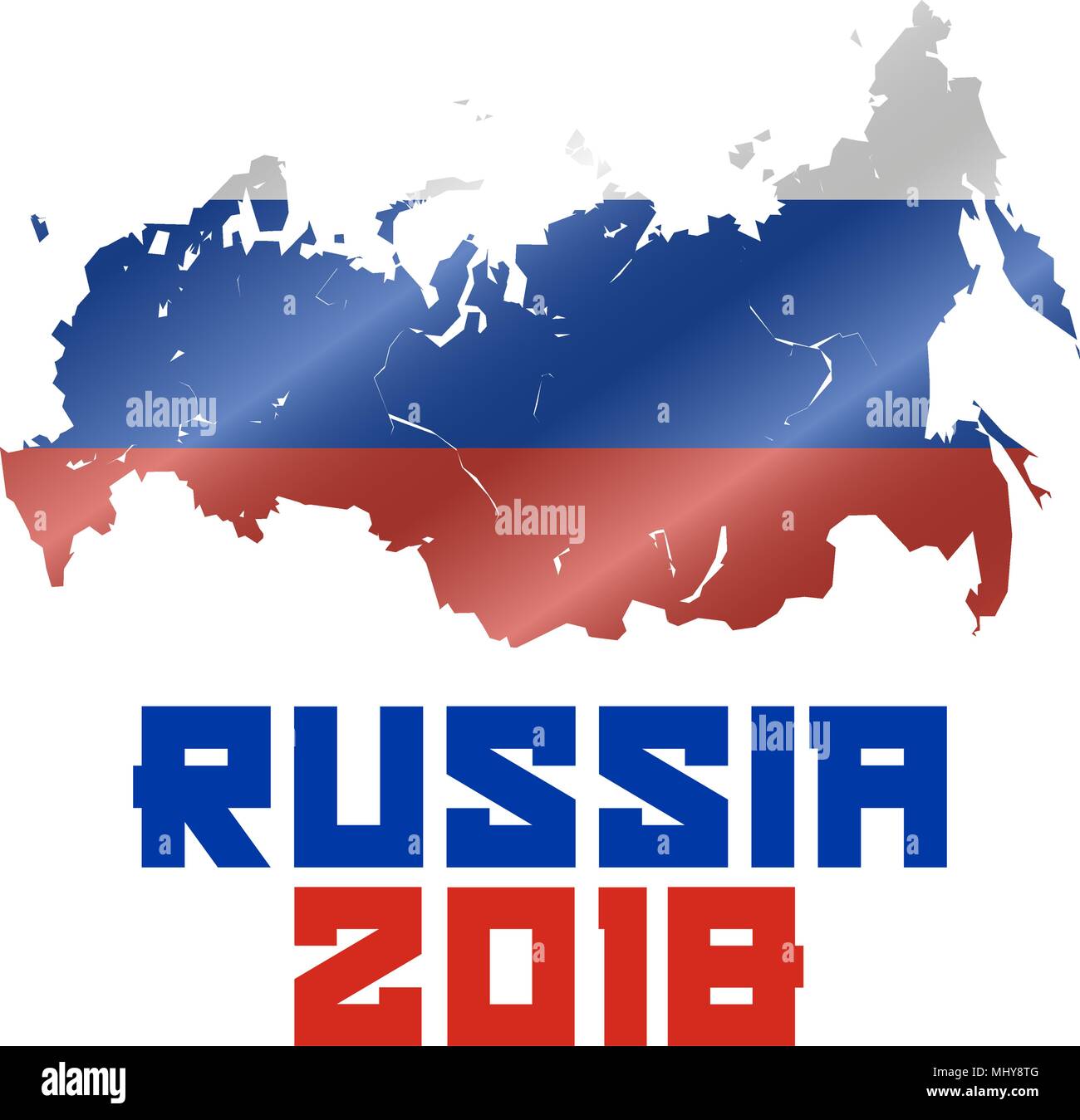 Russia 2018, Russian Map and Waved Flag, Soccer World Cup 2018. Vector ...