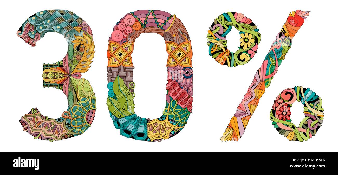 Hand-painted art design. Hand drawn illustration thirty percent for t ...