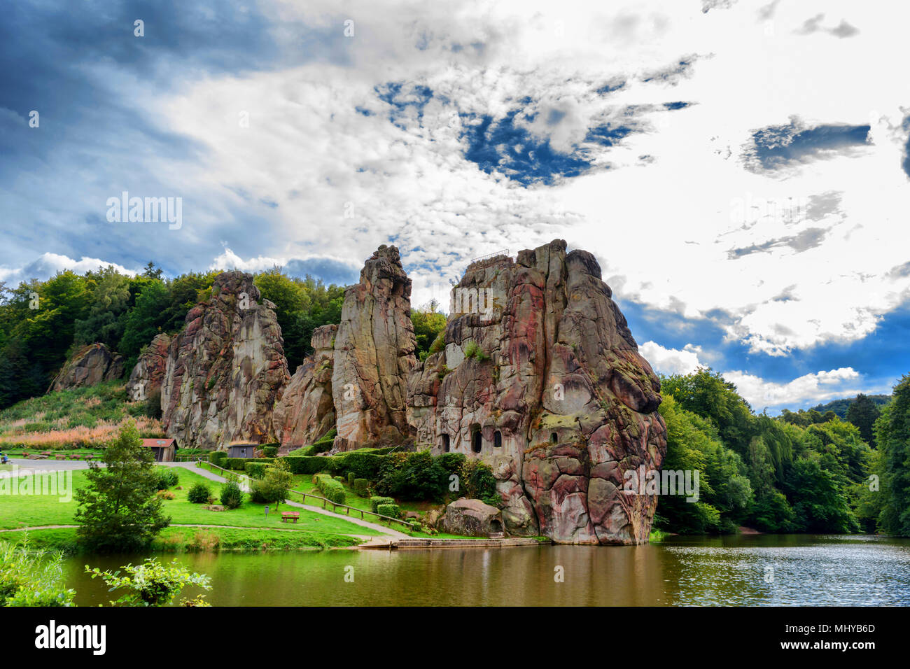 The Externsteine, striking sandstone rock formation in the Teutoburg ...