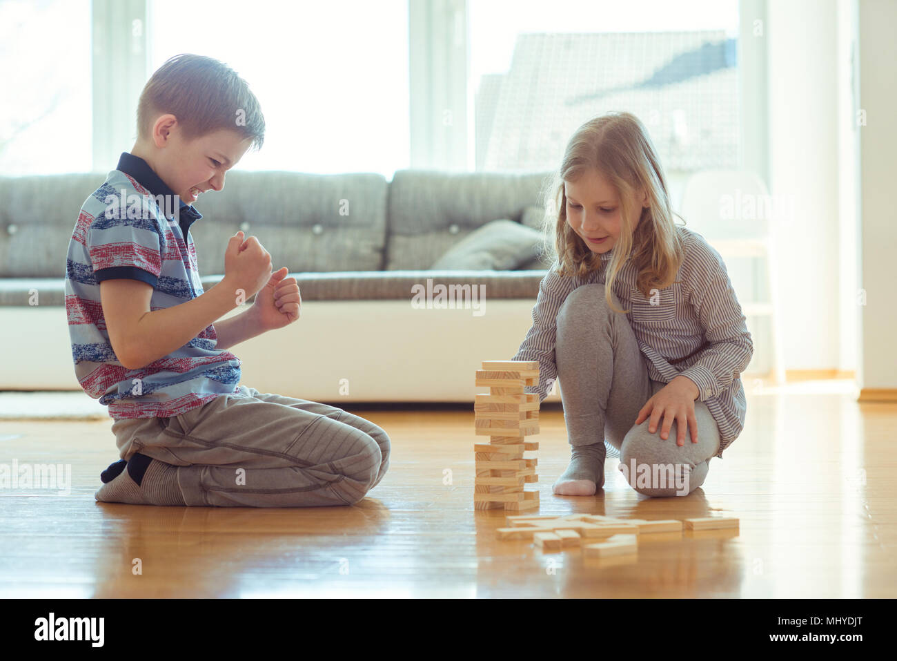 Kids brother sister joyfully play hi-res stock photography and images ...