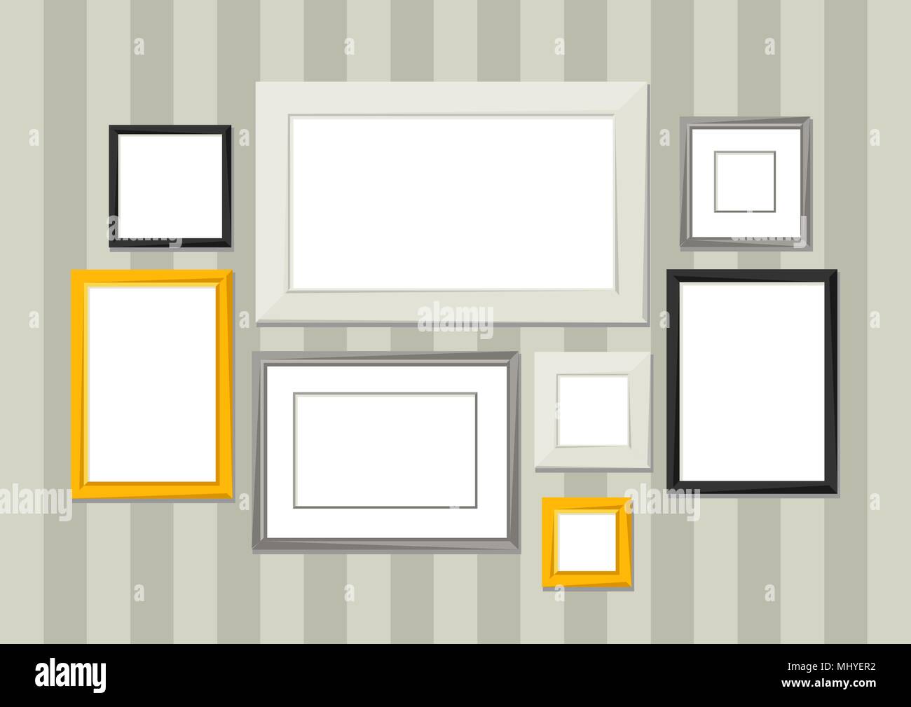 Photo frames on wall modern Stock Vector Images - Alamy