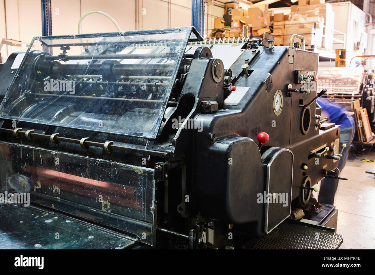 Printer lithography cylinder machine in a printing factory Stock Photo ...