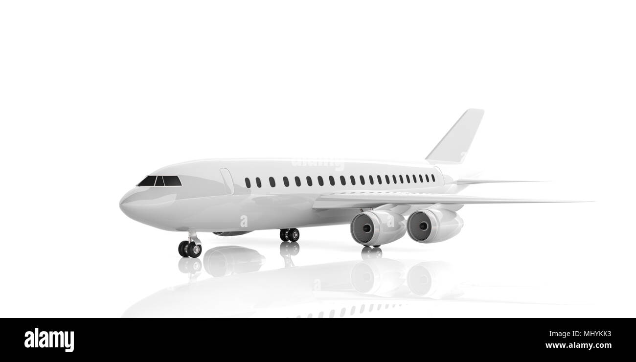 Blank commercial airplane with four engines, isolated on white ...