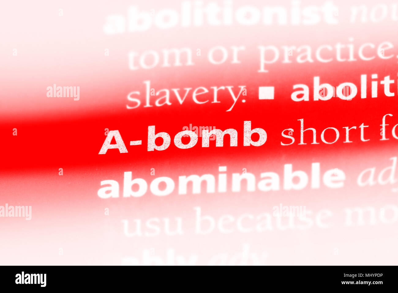 A-bomb word in a dictionary. A-bomb concept Stock Photo - Alamy