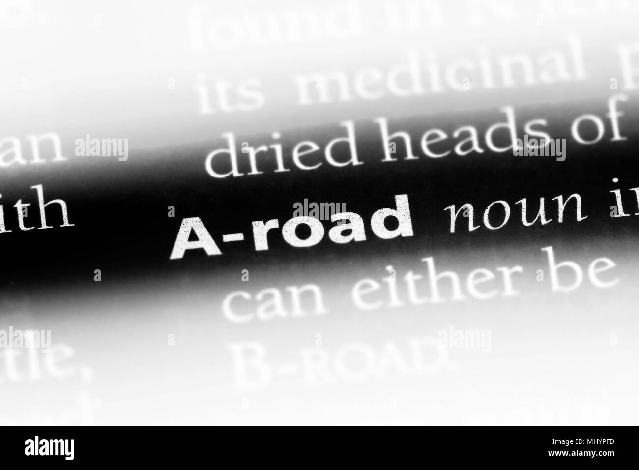 A-road word in a dictionary. A-road concept Stock Photo - Alamy