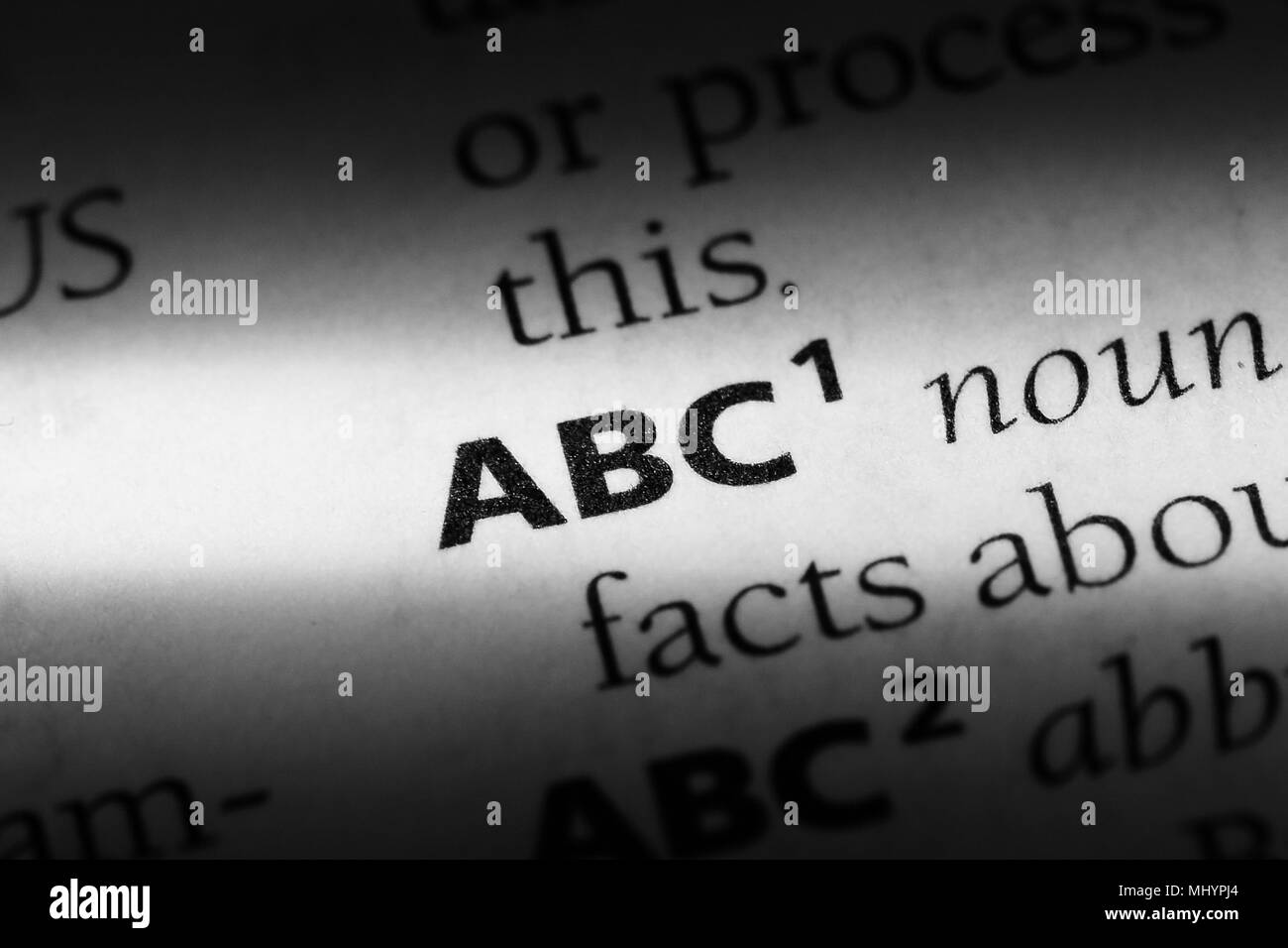 abc word in a dictionary. abc concept Stock Photo - Alamy