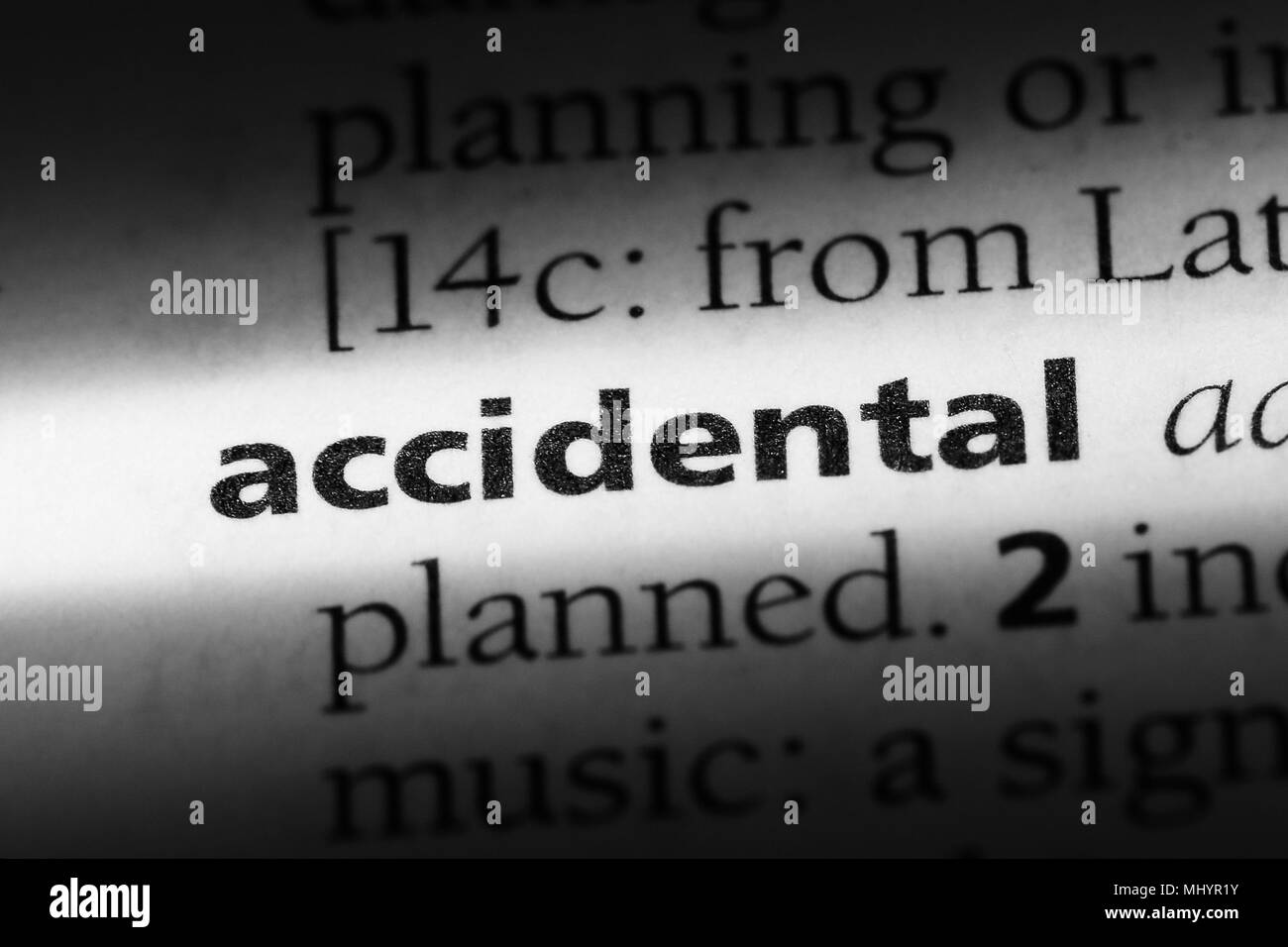 accidental word in a dictionary. accidental concept Stock Photo - Alamy