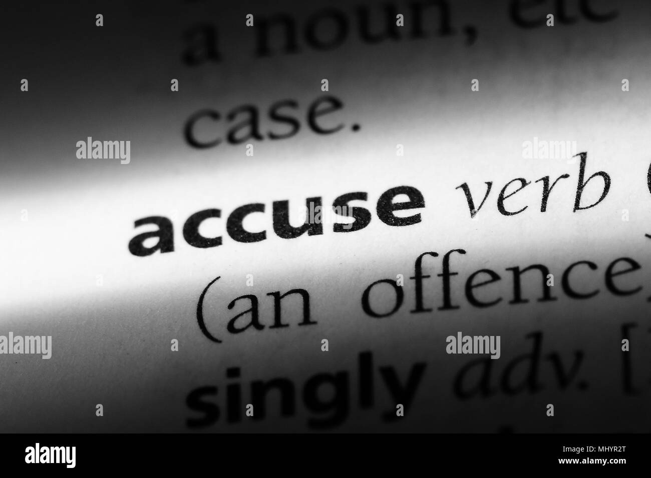 accuse word in a dictionary. accuse concept Stock Photo - Alamy