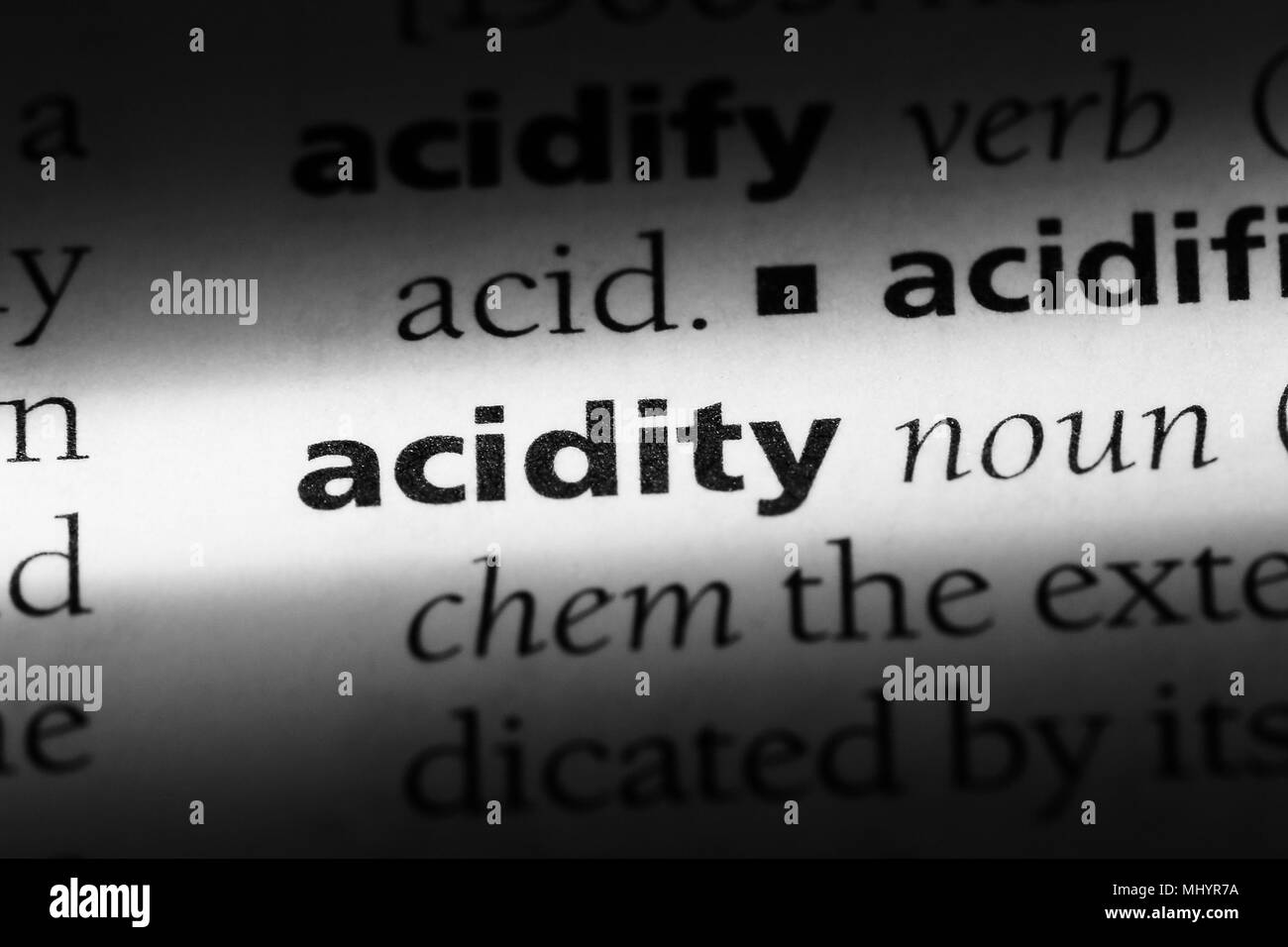 acidity word in a dictionary. acidity concept Stock Photo - Alamy