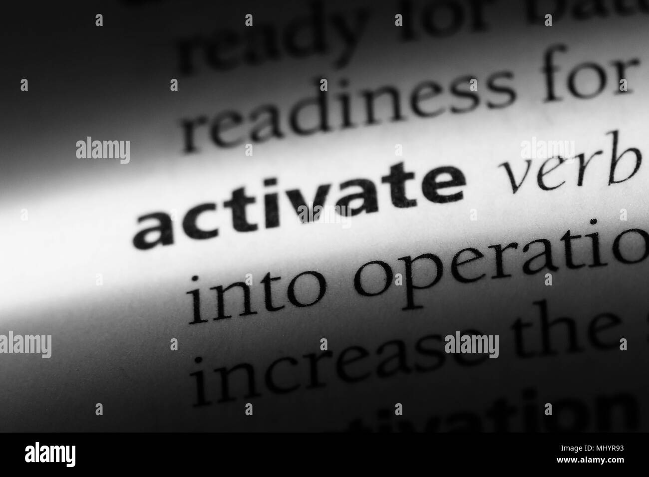 activate word in a dictionary. activate concept Stock Photo - Alamy