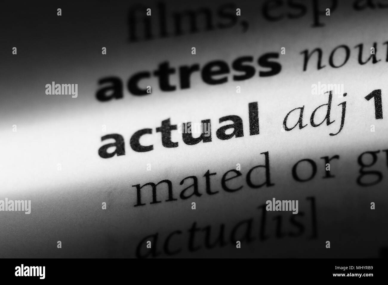 actual word in a dictionary. actual concept Stock Photo - Alamy