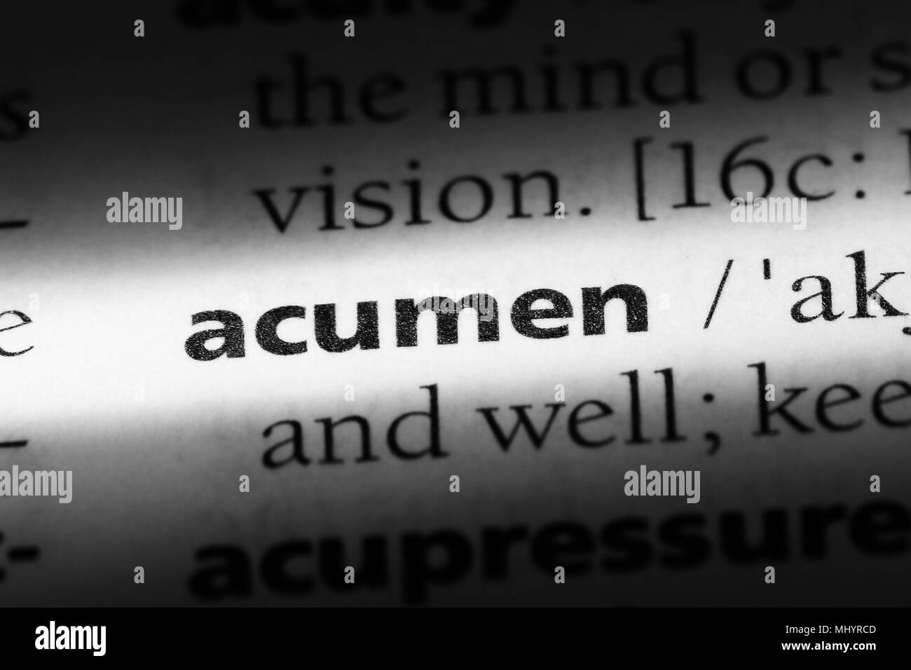 acumen word in a dictionary. acumen concept Stock Photo - Alamy