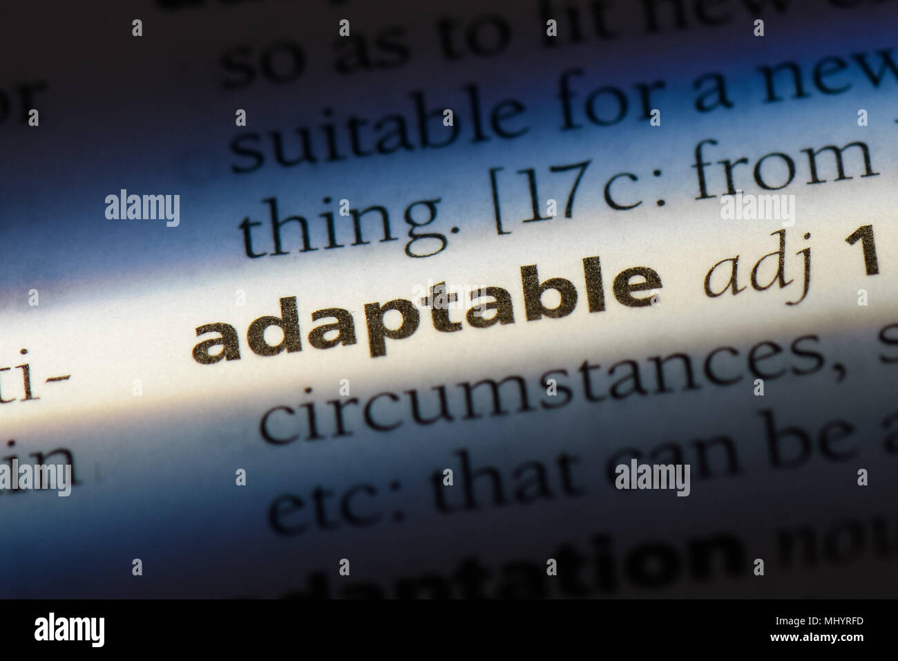 adaptable word in a dictionary. adaptable concept Stock Photo - Alamy