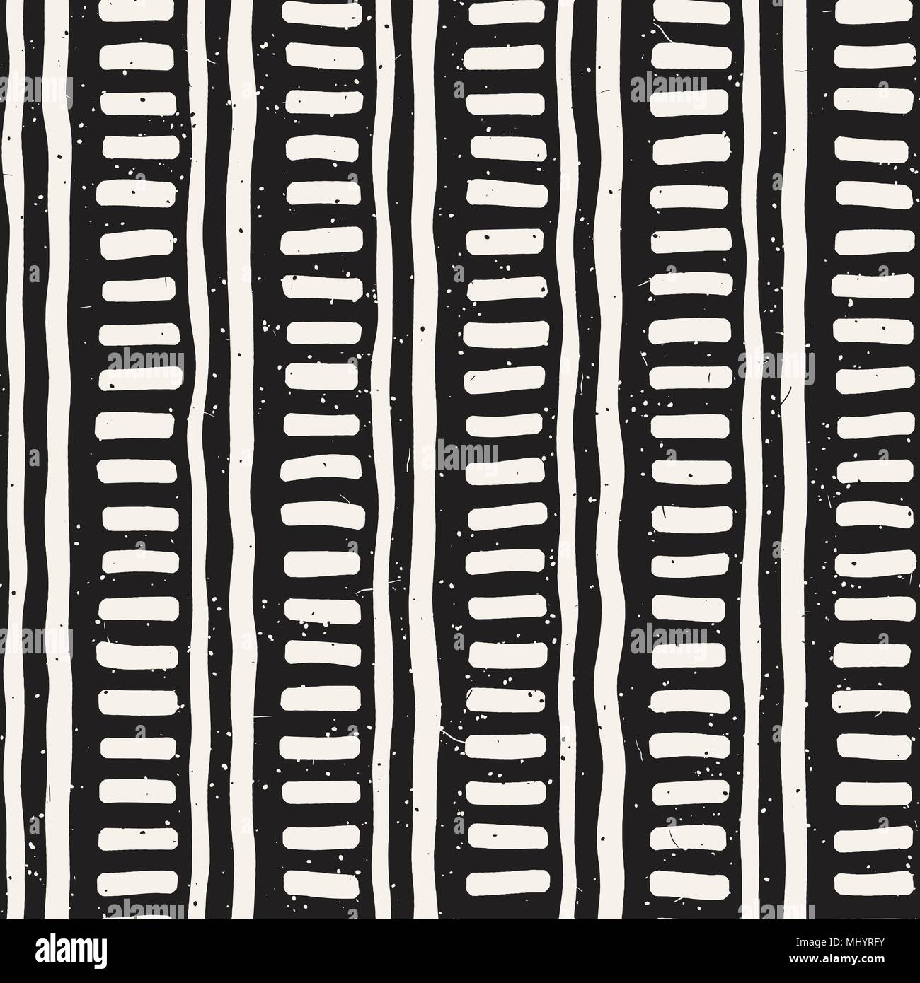 Hand drawn seamless repeating pattern with lines tiling. Grungy ...