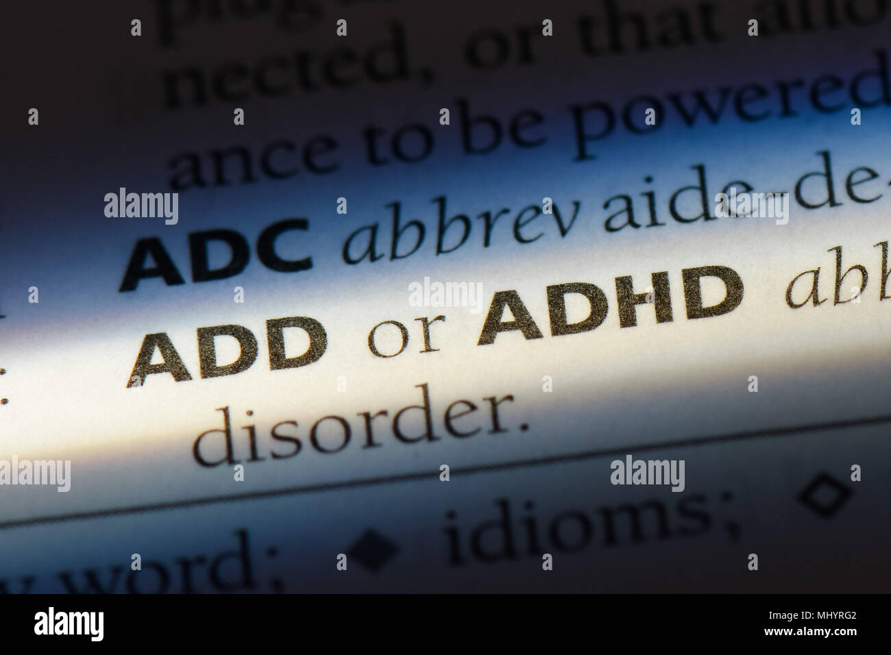 ADD word in a dictionary. ADD concept Stock Photo - Alamy