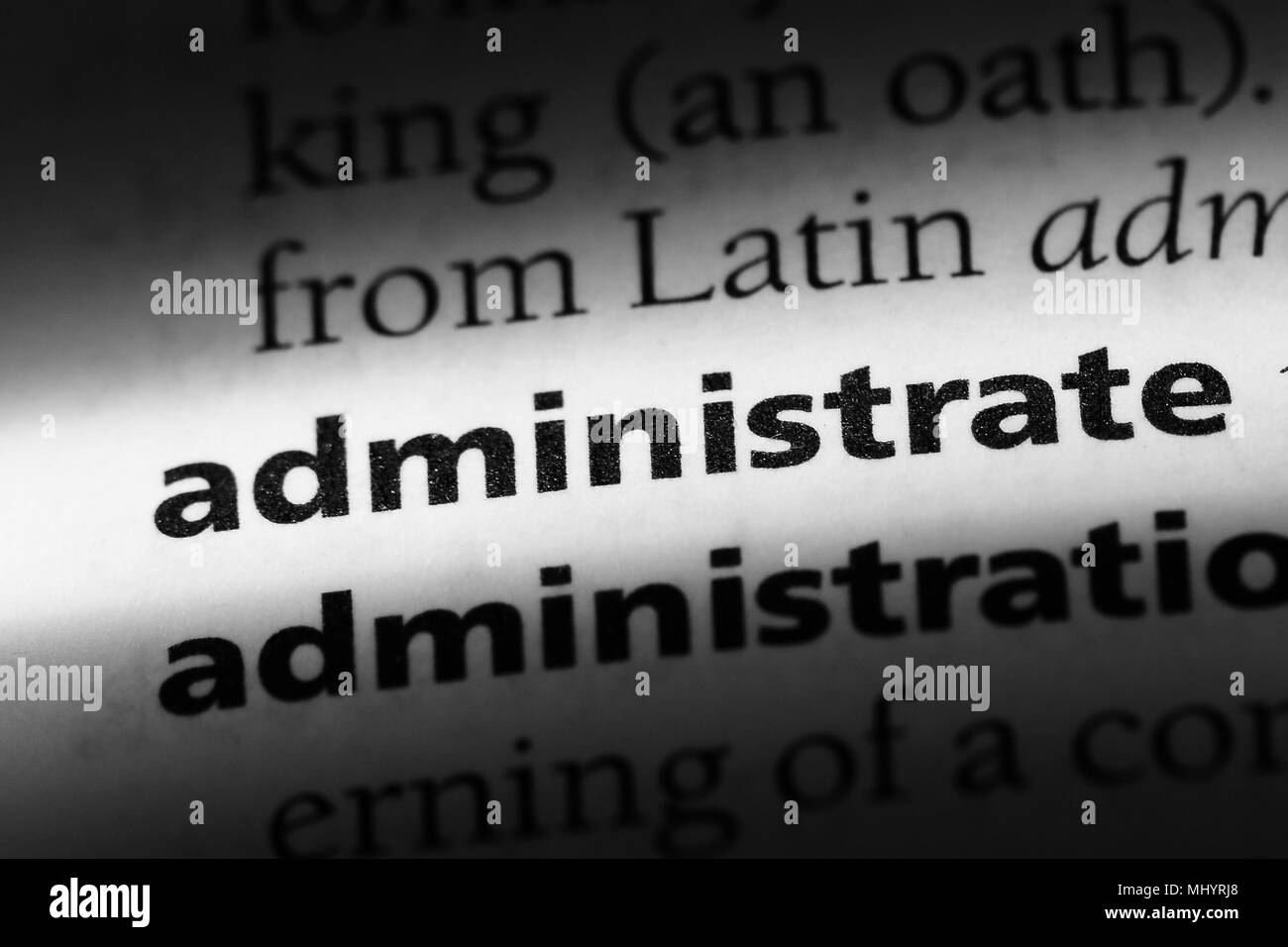 administrate word in a dictionary. administrate concept Stock Photo - Alamy