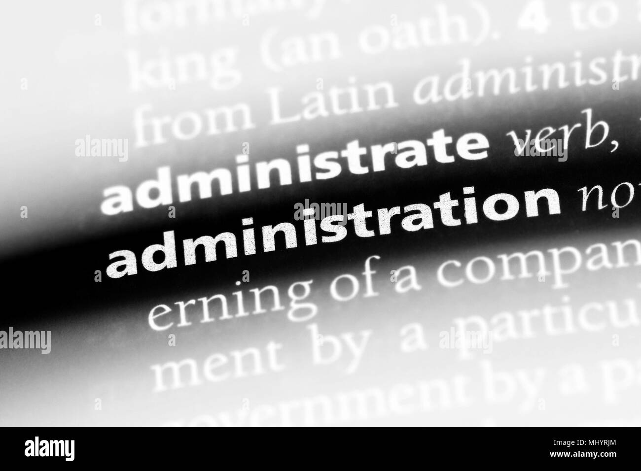 administration word in a dictionary. administration concept Stock Photo ...