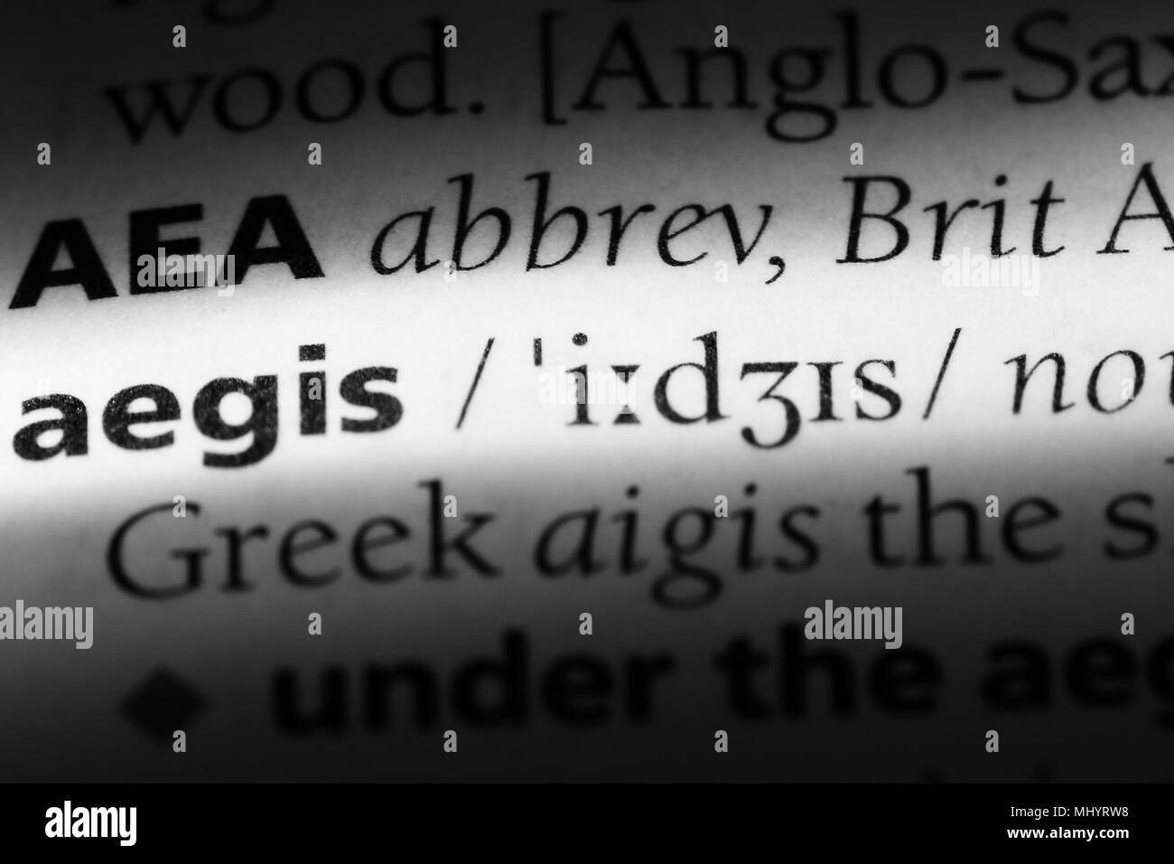 aegis word in a dictionary. aegis concept Stock Photo - Alamy