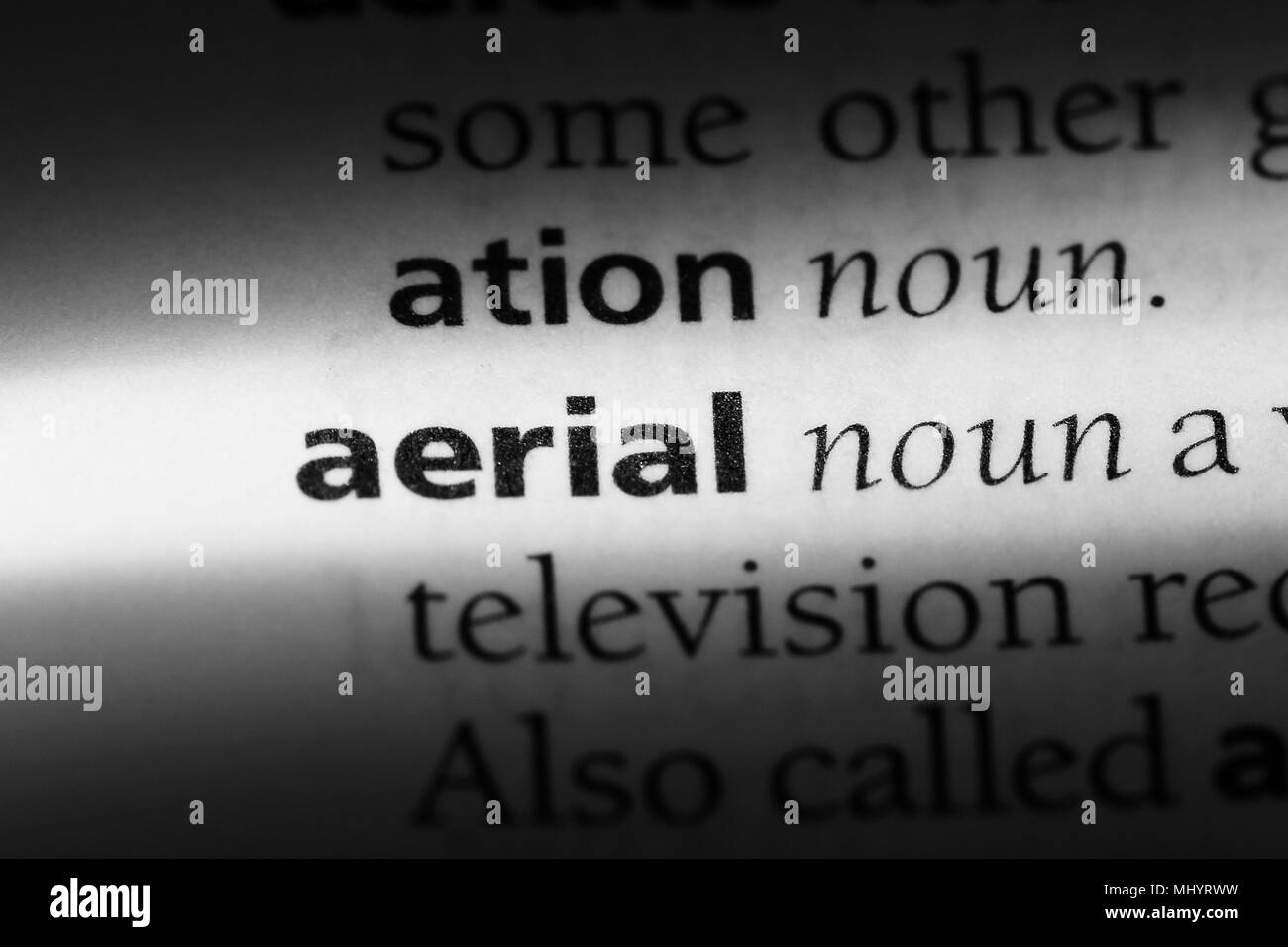 aerial word in a dictionary. aerial concept Stock Photo - Alamy