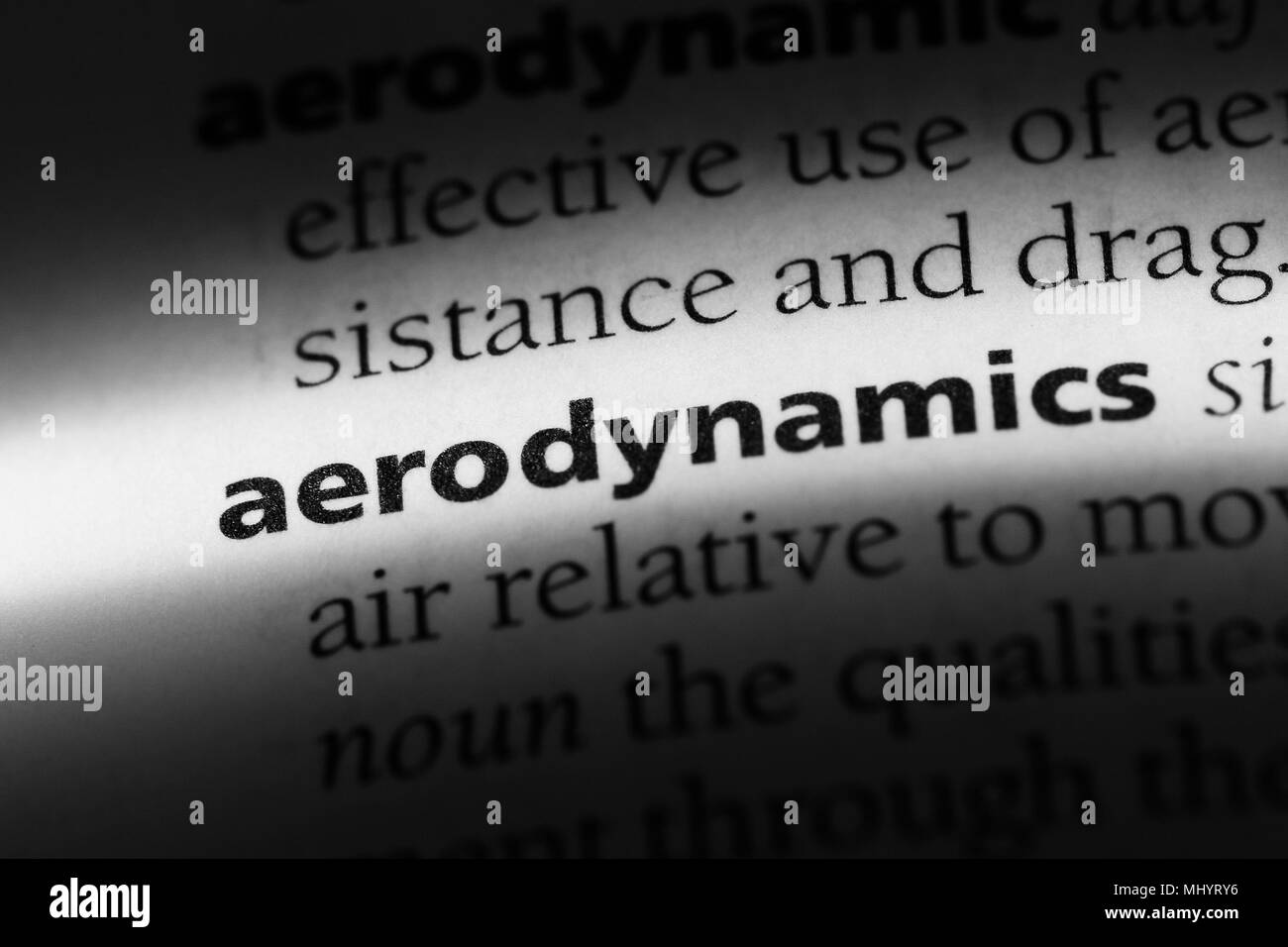 aerodynamics word in a dictionary. aerodynamics concept Stock Photo - Alamy