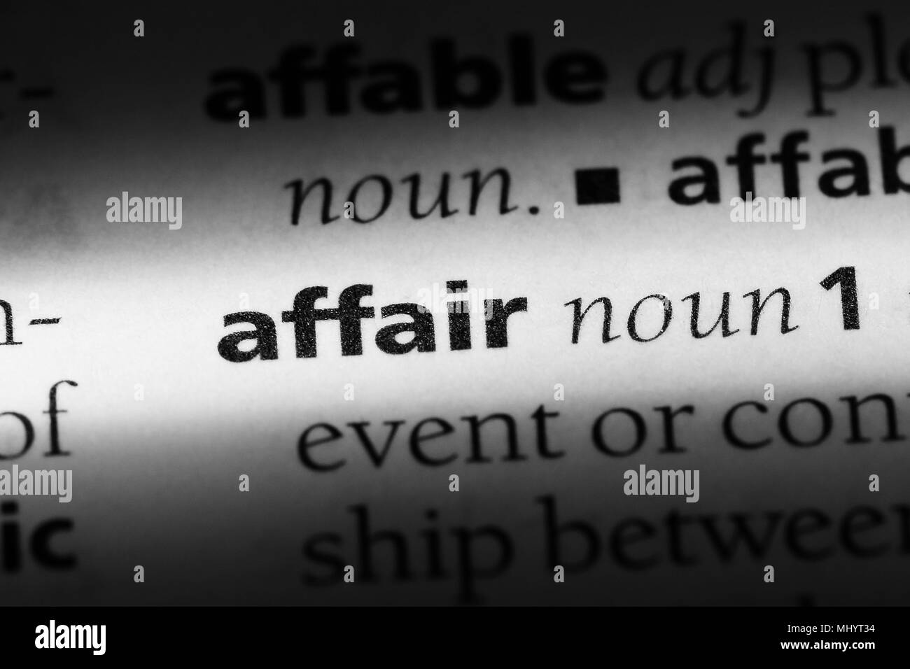 affair word in a dictionary. affair concept Stock Photo - Alamy