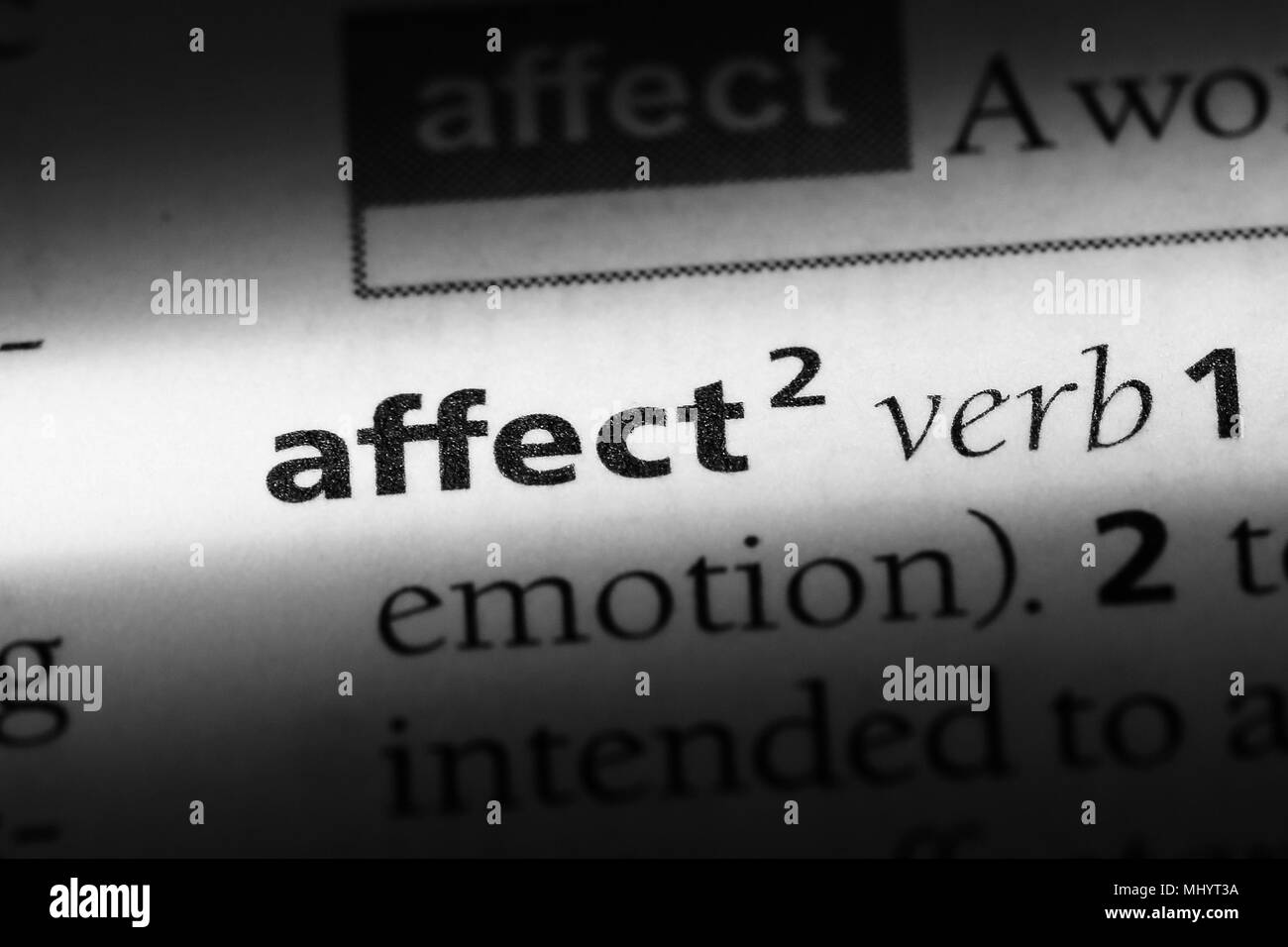affect verb word in a dictionary. affect verb concept Stock Photo - Alamy