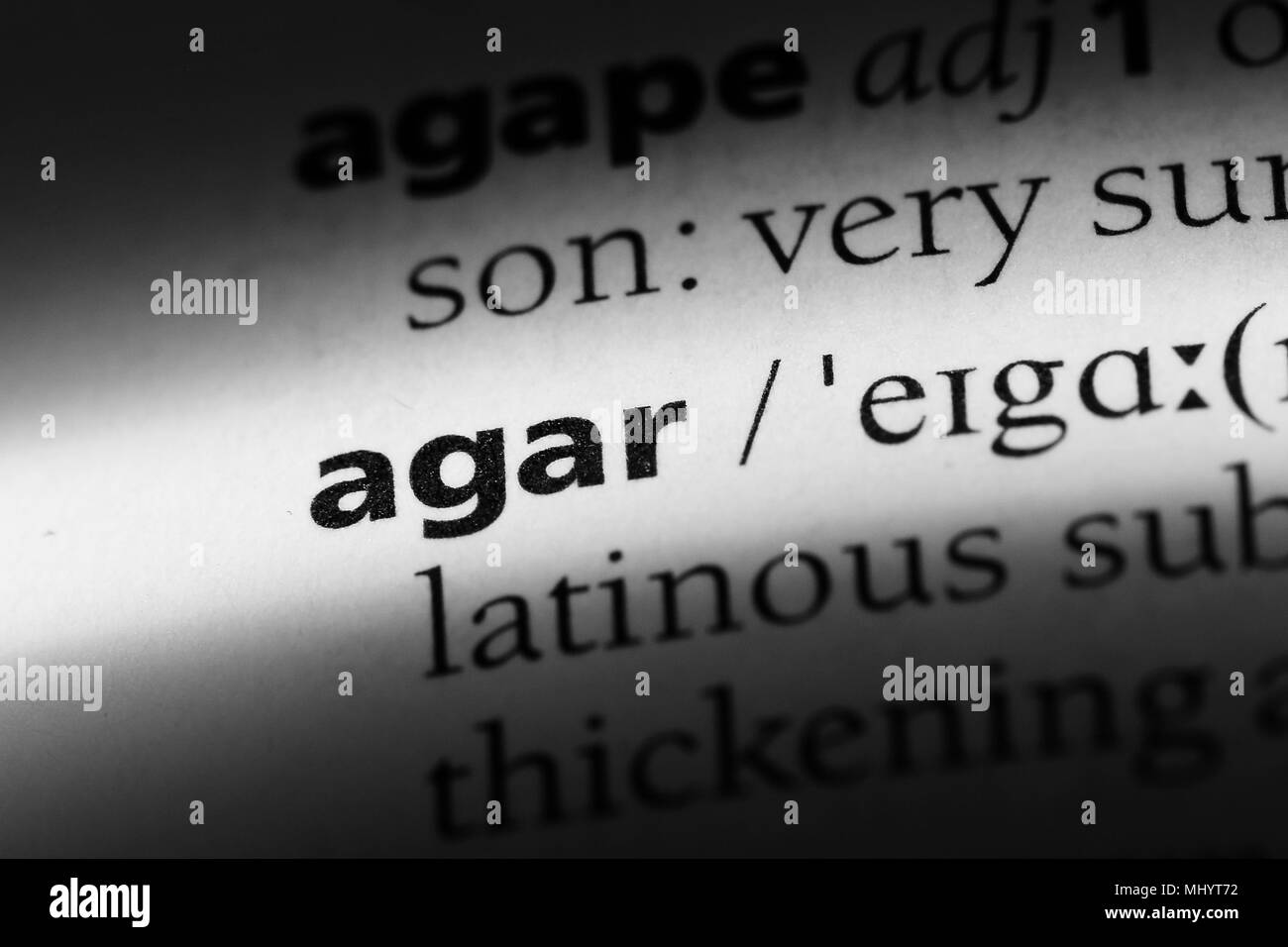 agar word in a dictionary. agar concept Stock Photo - Alamy