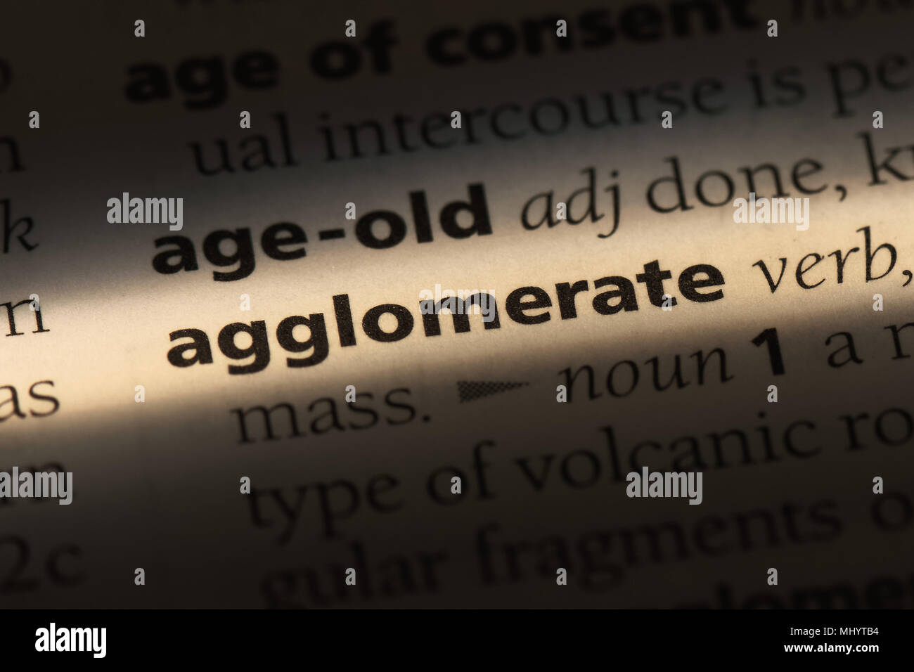 agglomerate word in a dictionary. agglomerate concept Stock Photo - Alamy