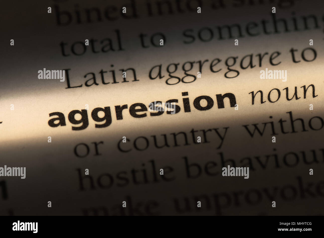 aggression word in a dictionary. aggression concept Stock Photo - Alamy