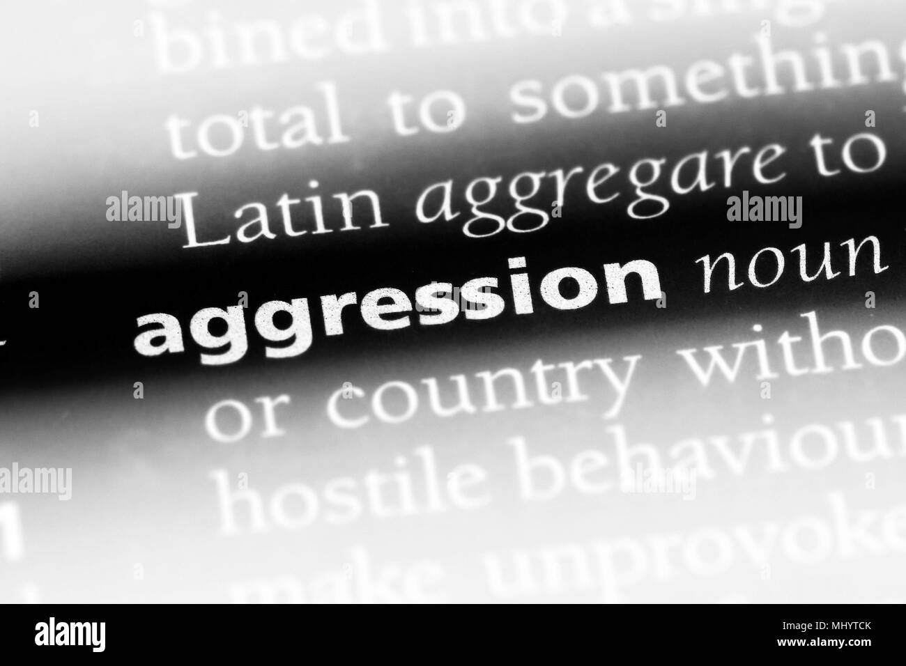 aggression word in a dictionary. aggression concept Stock Photo - Alamy