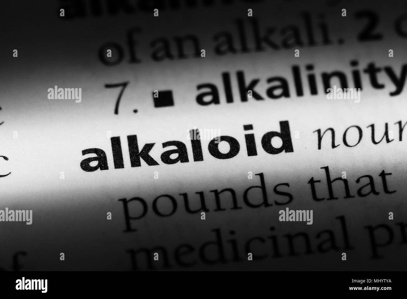 alkaloid word in a dictionary. alkaloid concept Stock Photo - Alamy