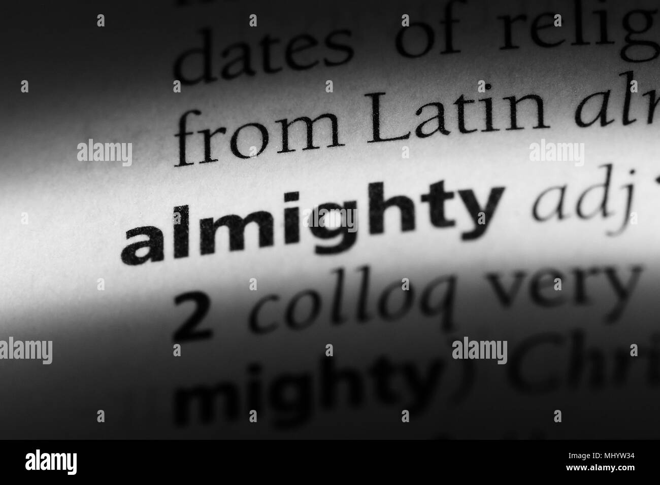 almighty word in a dictionary. almighty concept Stock Photo - Alamy