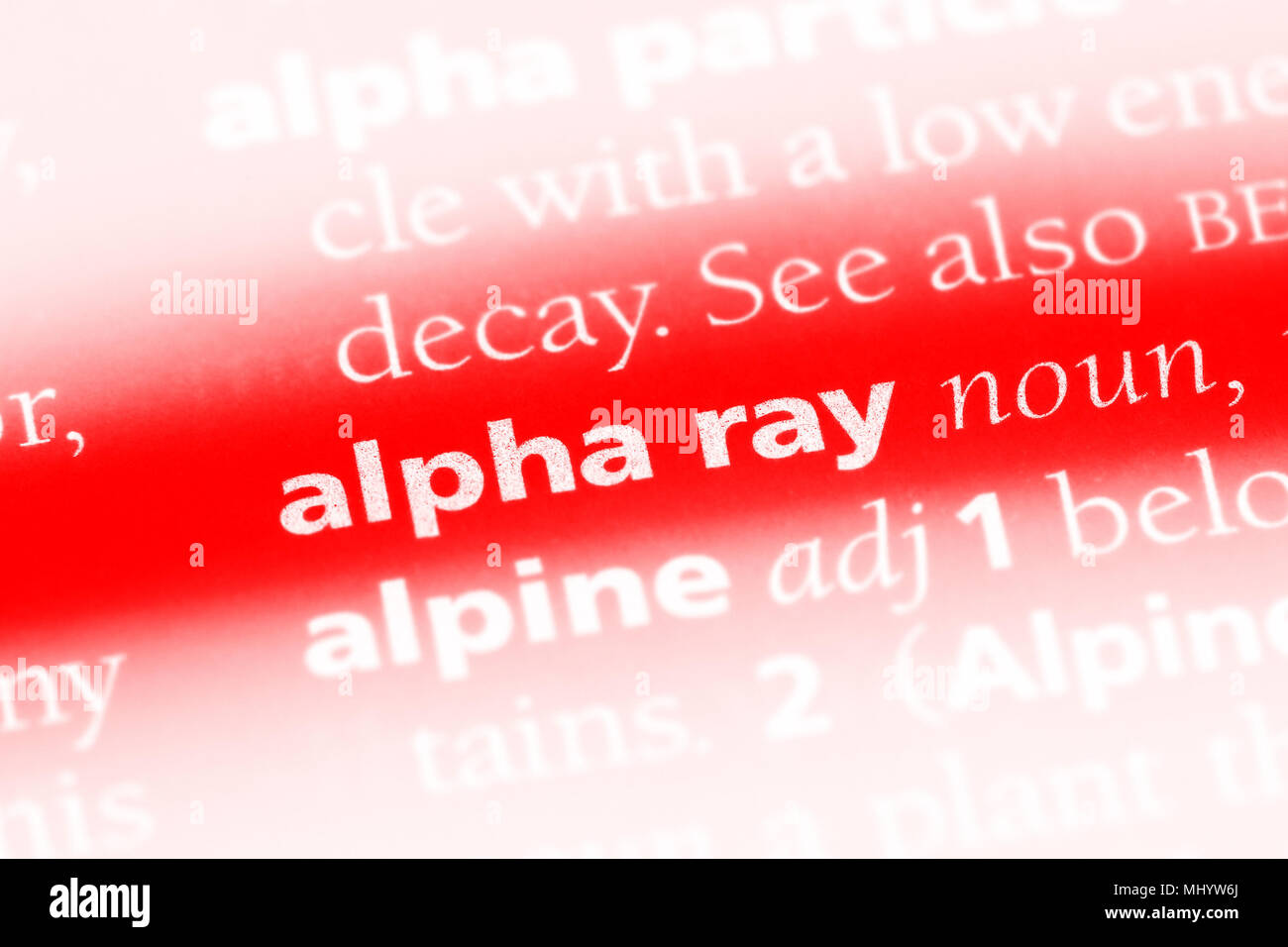 alpha ray word in a dictionary. alpha ray concept Stock Photo - Alamy