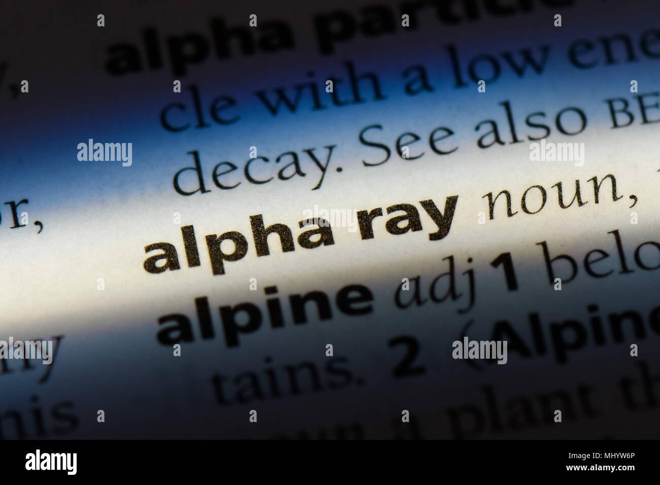 alpha ray word in a dictionary. alpha ray concept Stock Photo - Alamy