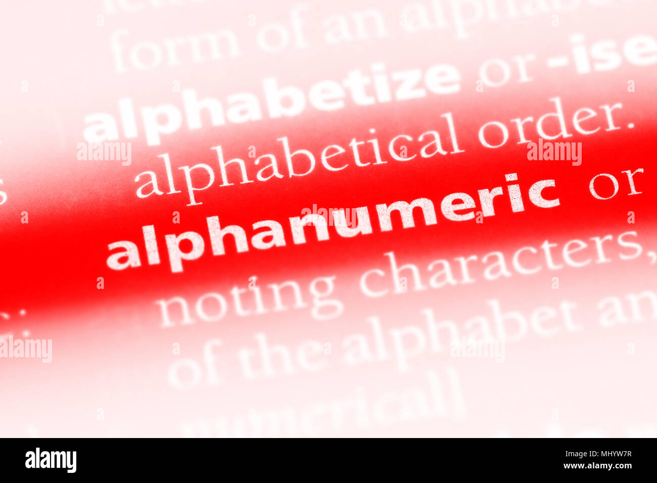 alphanumeric word in a dictionary. alphanumeric concept Stock Photo - Alamy